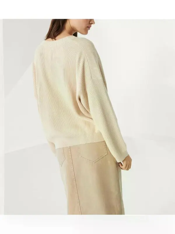 Brunello Cucinelli Monili Embellished V-neck Sweater - Neutrals