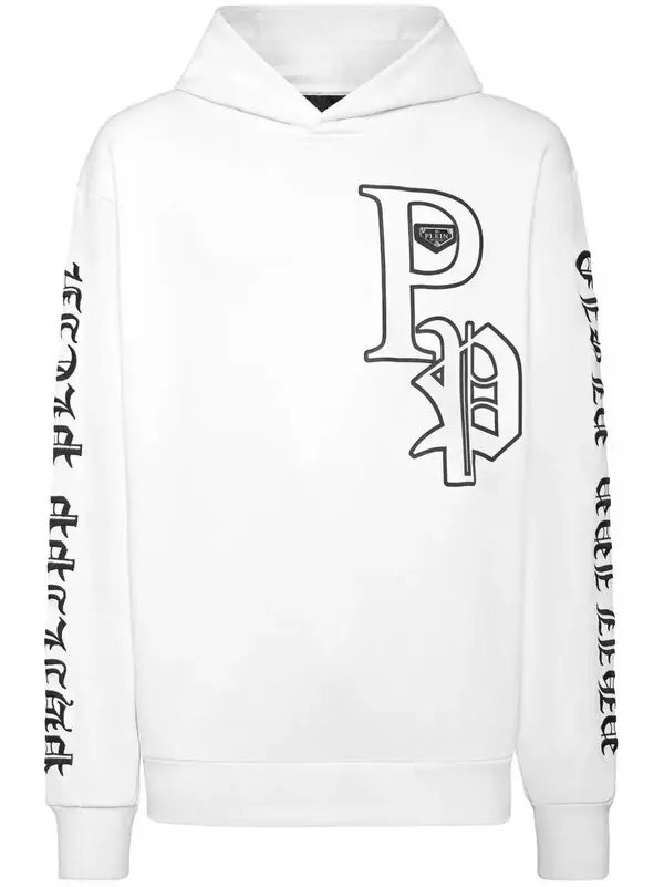 Philipp Plein Gothic Plein Cotton-blend Hoodie - White
