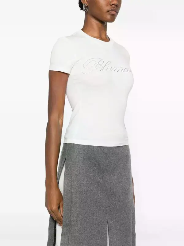 Blumarine Rhinestone-logo T-shirt