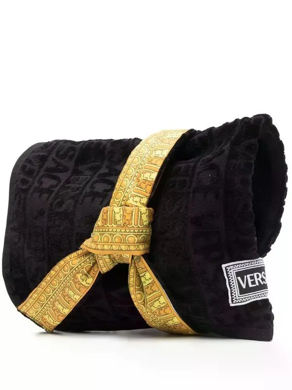 Versace Small I Love Baroque Pet Bathrobe - Black