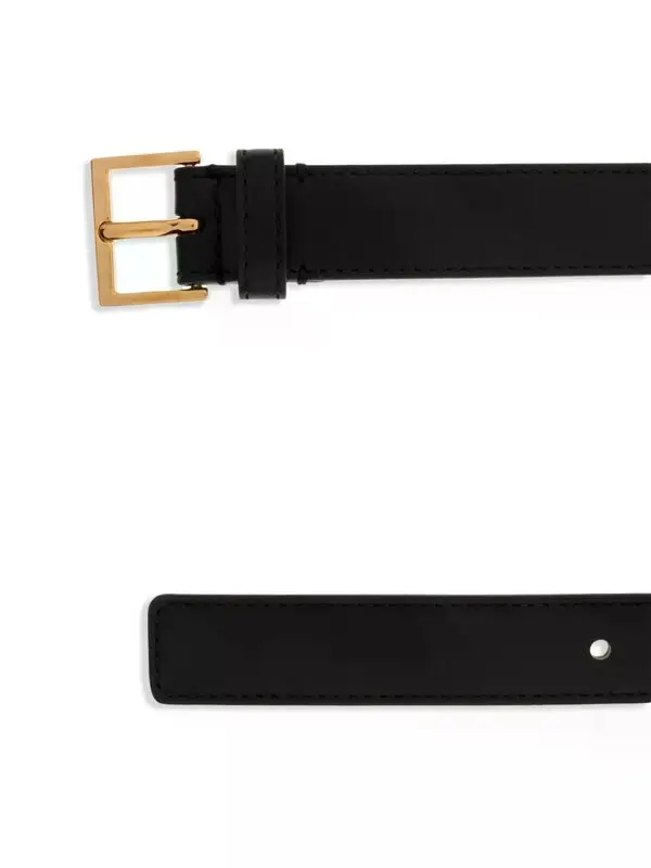 Versace Leather Belt With Gold-tone Buckle