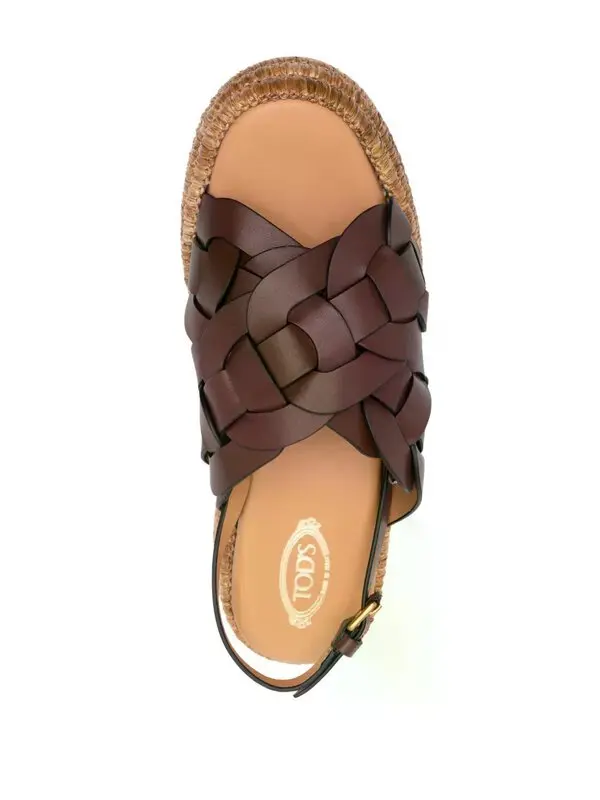 TOD'S Leather Platform Espadrilles
