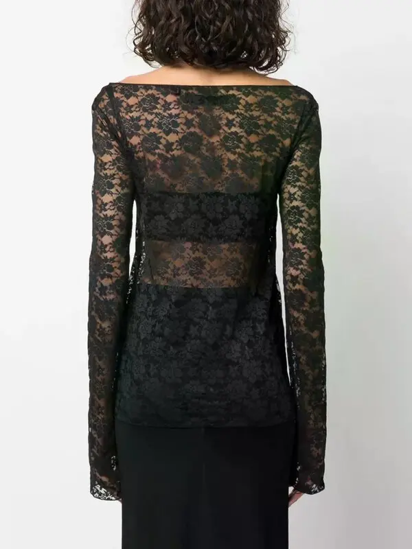 ROTATE BY BIRGER CHRISTENSEN Floral Lace Boat Neck Top