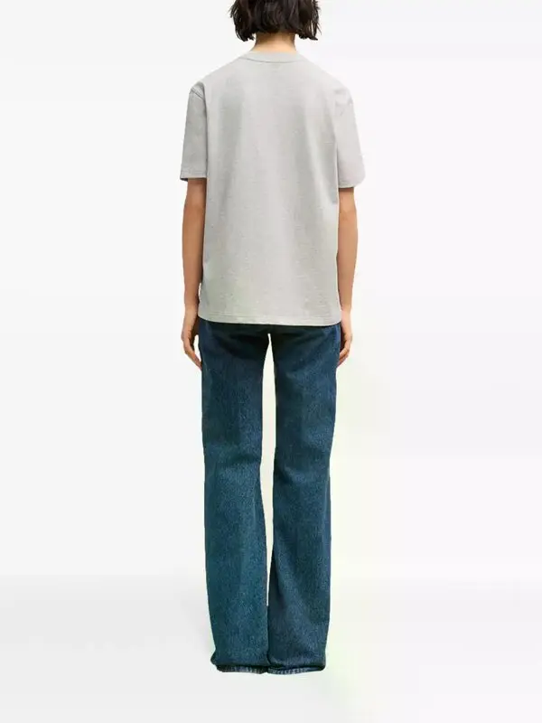 AMI Paris Embroidered Logo Ribbed Neck T-shirt - Grey