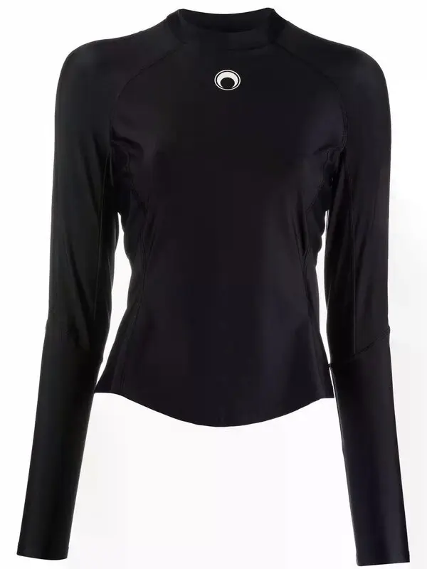 MARINE SERRE Mock Neck Long Sleeve Training Top