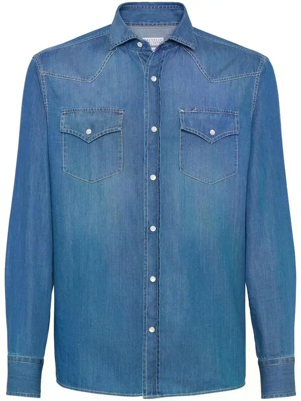 Brunello Cucinelli Denim Press-stud Fastening Shirt