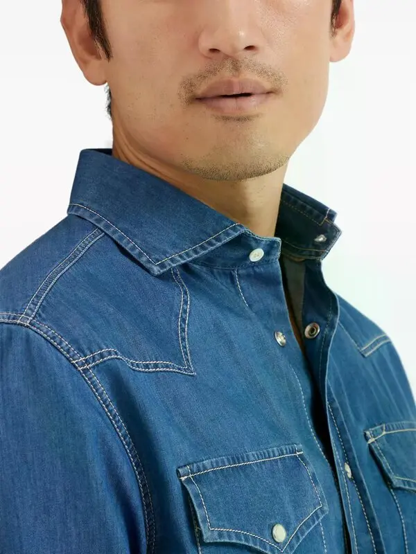 Brunello Cucinelli Denim Press-stud Fastening Shirt