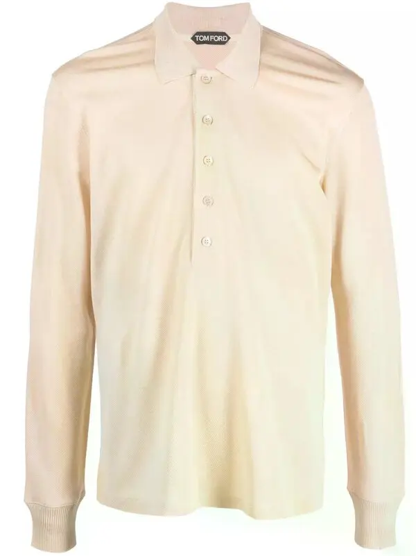 TOM FORD Piqué Long-sleeve Polo Shirt