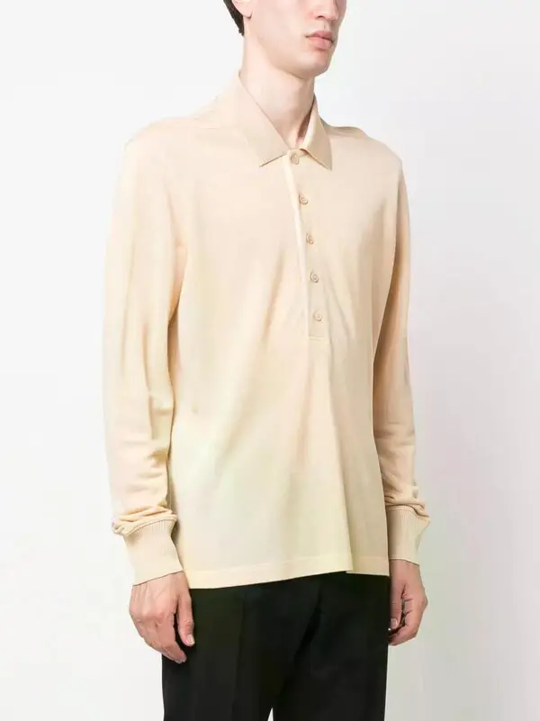 TOM FORD Piqué Long-sleeve Polo Shirt