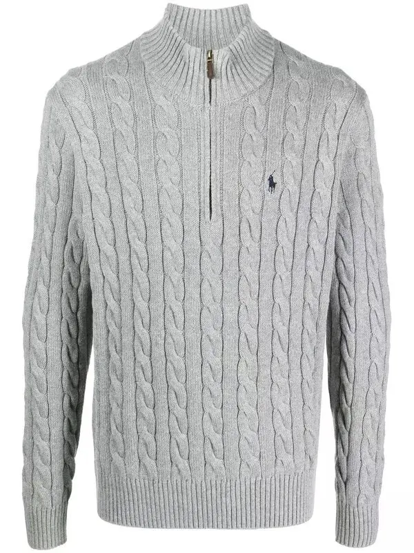 Polo Ralph Lauren Cable-knit Quarter-zip Jumper - Grey