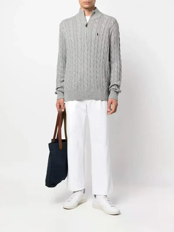 Polo Ralph Lauren Cable-knit Quarter-zip Jumper - Grey