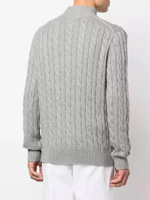 Polo Ralph Lauren Cable-knit Quarter-zip Jumper - Grey