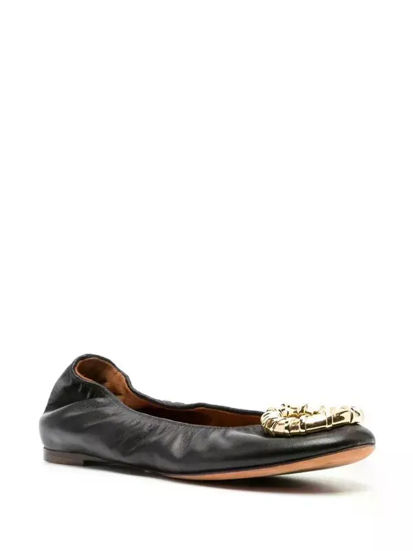 LANVIN Buckled Leather Ballerina Shoes