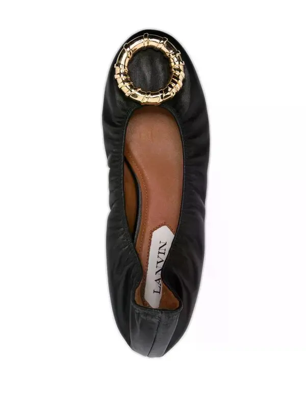 LANVIN Buckled Leather Ballerina Shoes