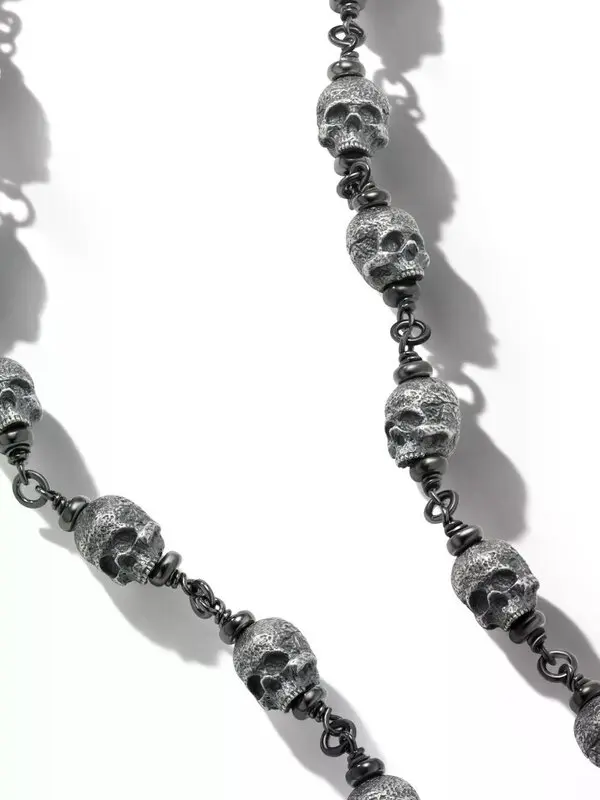 David Yurman Sterling Memento Mori Skull Rosary Necklace