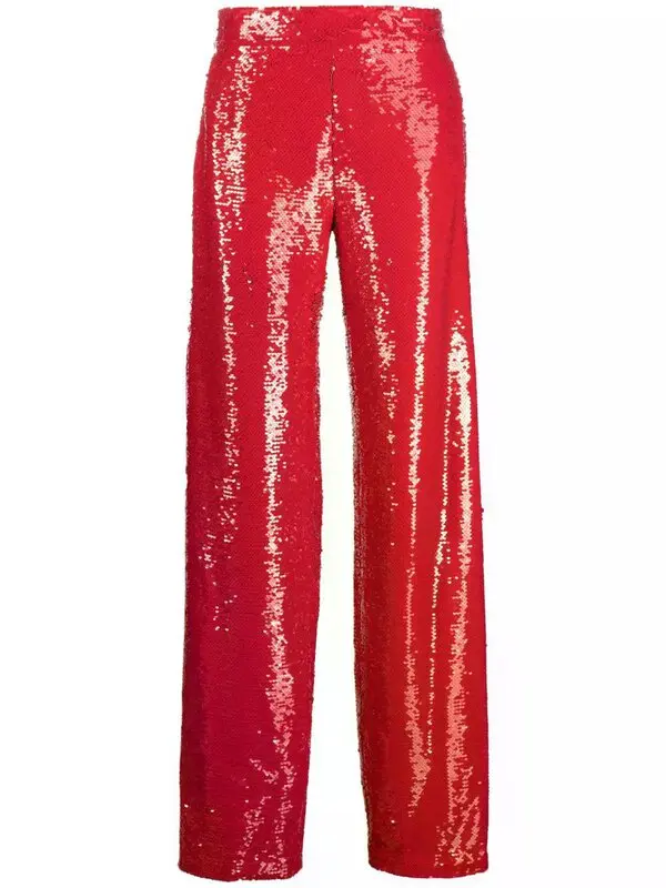 GENNY Sequinned High-waisted Straight-leg Trousers