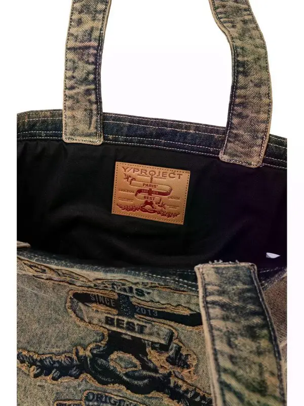 Y/project Distressed Denim Tote Bag