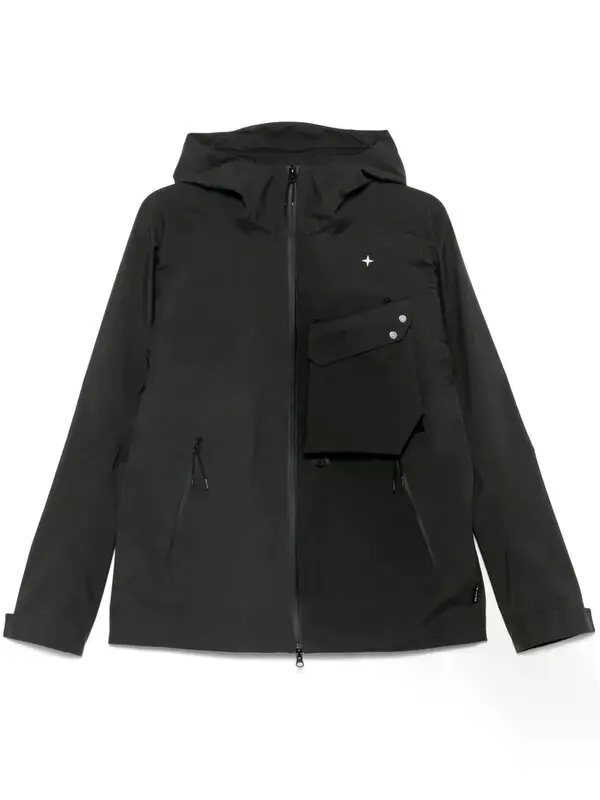 Stone Island Hooded Zip-up Jacket With Chest Flap Pocket