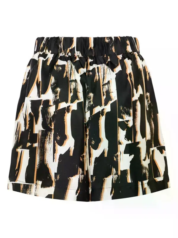 Asceno Zurich Abstract-print Silk Shorts