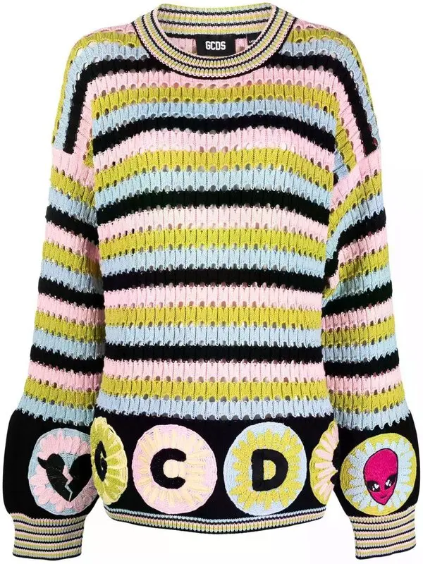 Gcds Colour-block Stripe Knit Jumper - Blue