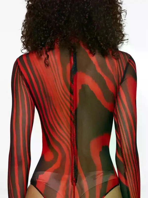David Koma Printed High Neck Bodysuit