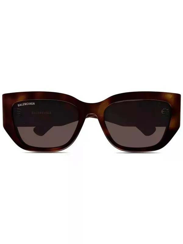 Balenciaga Logo-plaque Sunglasses - Brown
