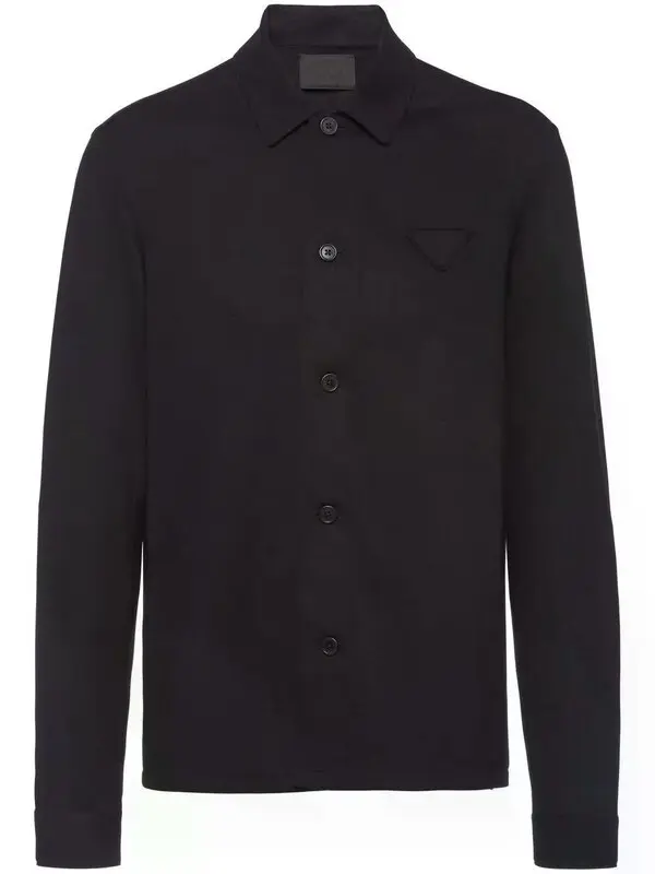 Prada Wool-blend Shirt With Triangle Logo