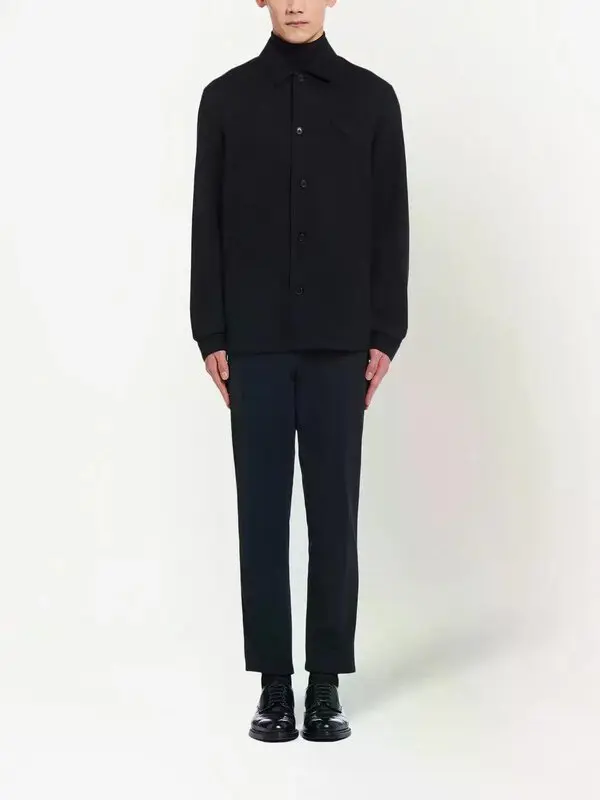 Prada Wool-blend Shirt With Triangle Logo
