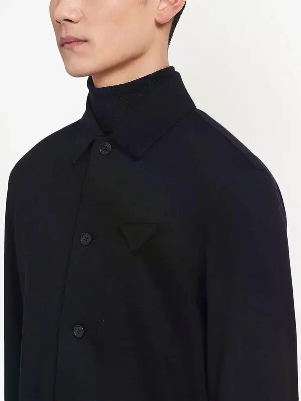 Prada Wool-blend Shirt With Triangle Logo