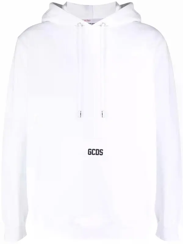 Gcds Logo-print Cotton Hoodie - White