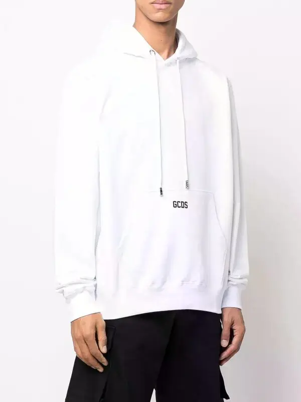 Gcds Logo-print Cotton Hoodie - White