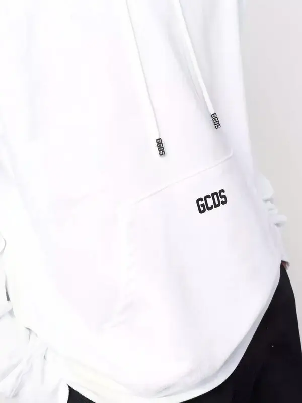 Gcds Logo-print Cotton Hoodie - White