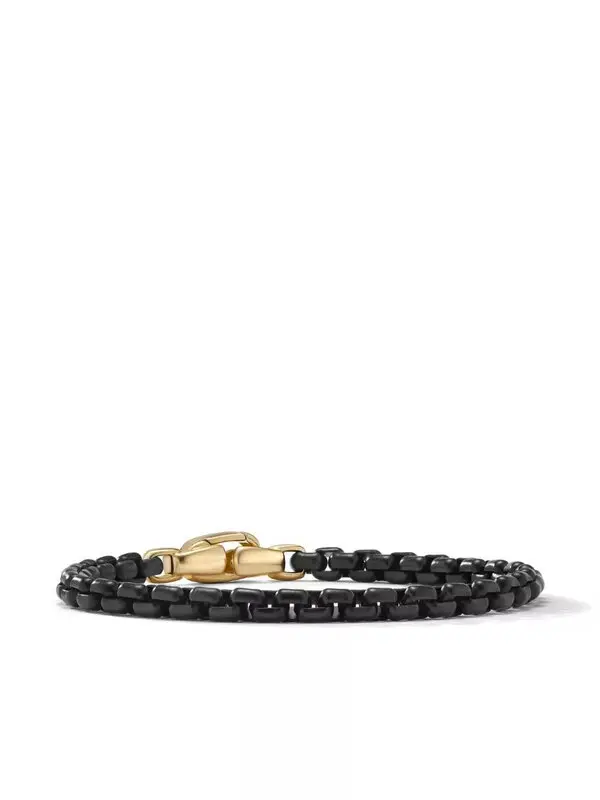 David Yurman 14kt Yellow Gold Box Chain Bracelet - Black