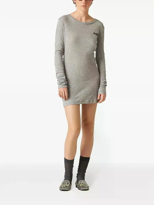 Miu Miu Ribbed Knit Jersey Dress