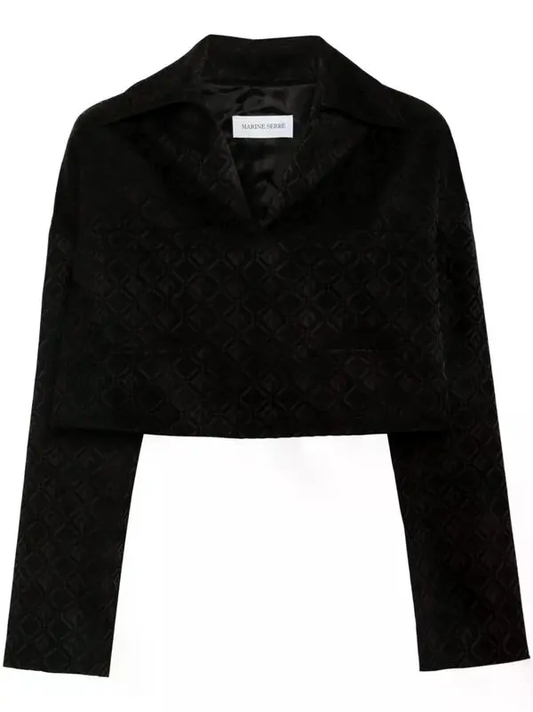 MARINE SERRE Moonogram Jacquard Cropped Top - Black