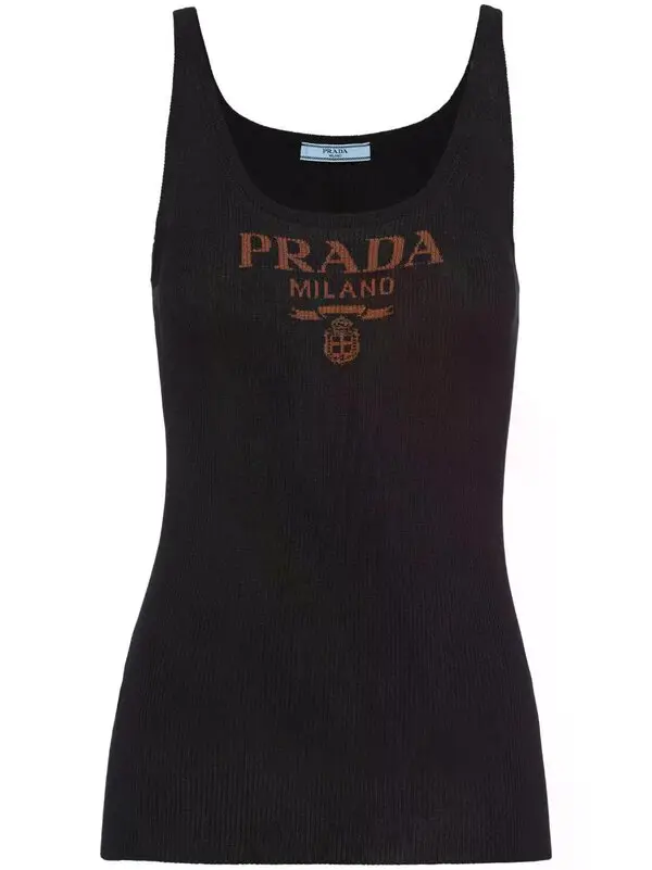 Prada Logo-print Silk Tank Top