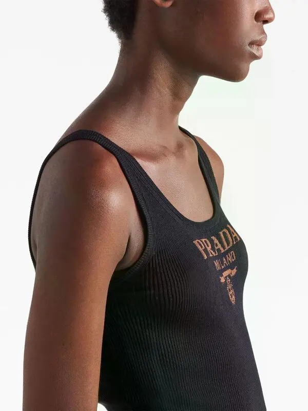 Prada Logo-print Silk Tank Top
