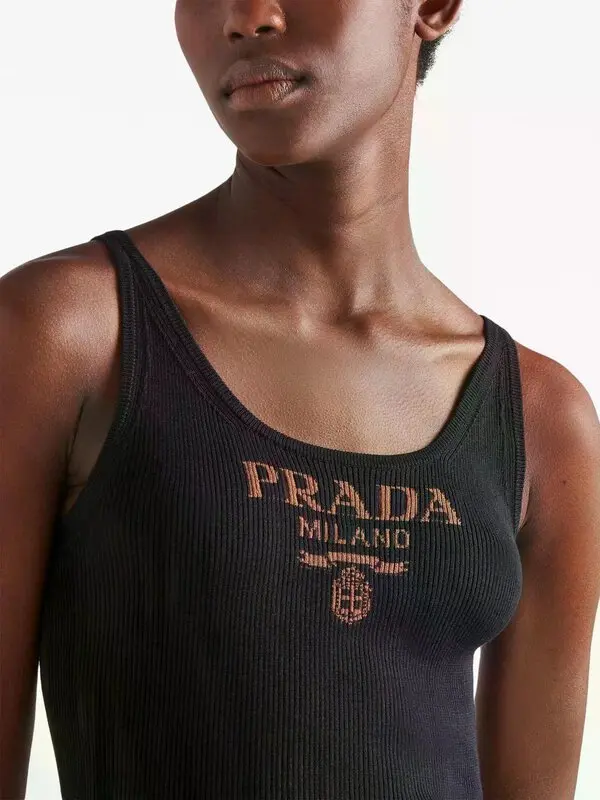 Prada Logo-print Silk Tank Top