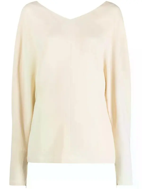 Stella McCartney Stitched V-neck Long-sleeve Blouse - Neutrals