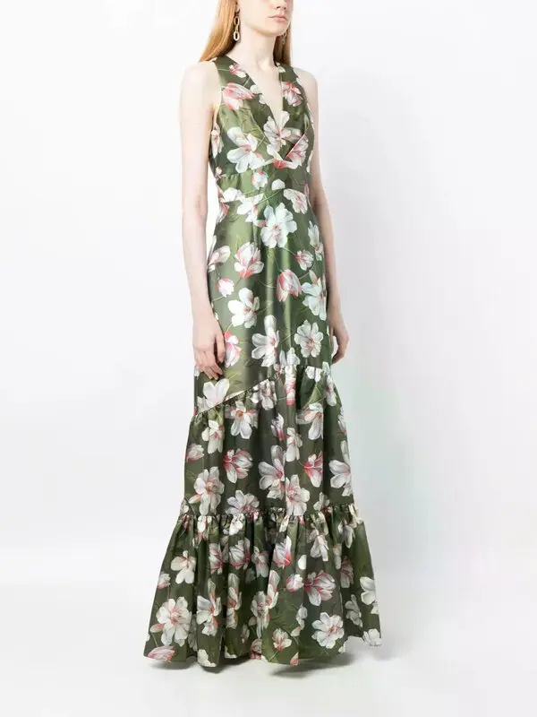 Sachin & Babi Rori Magnolia-print Gown - Green