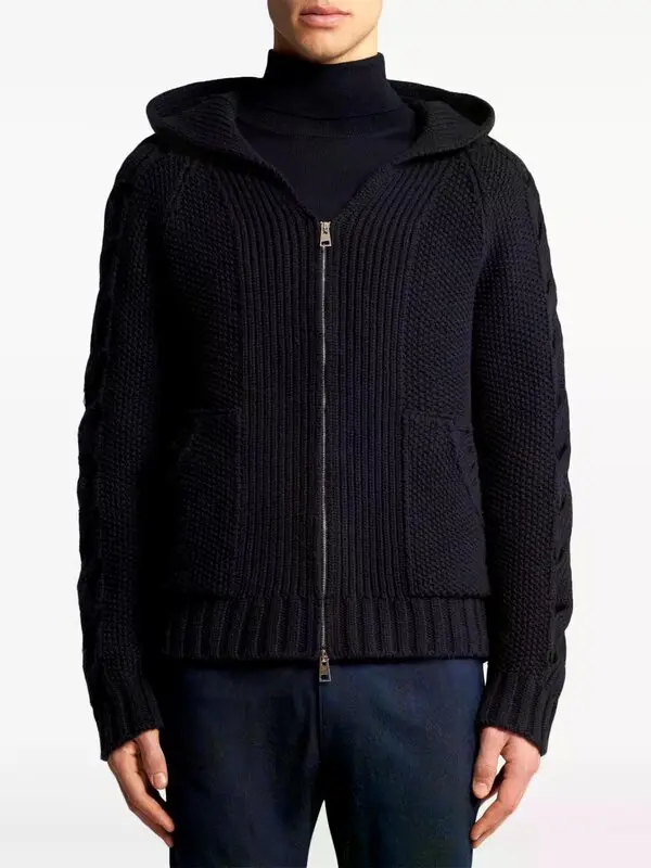 Etro Cable Knit Zip-up Hoodie