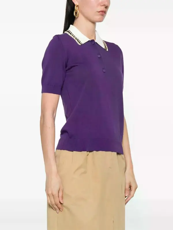 N°21 Crystal-embellished Polo Top - Purple