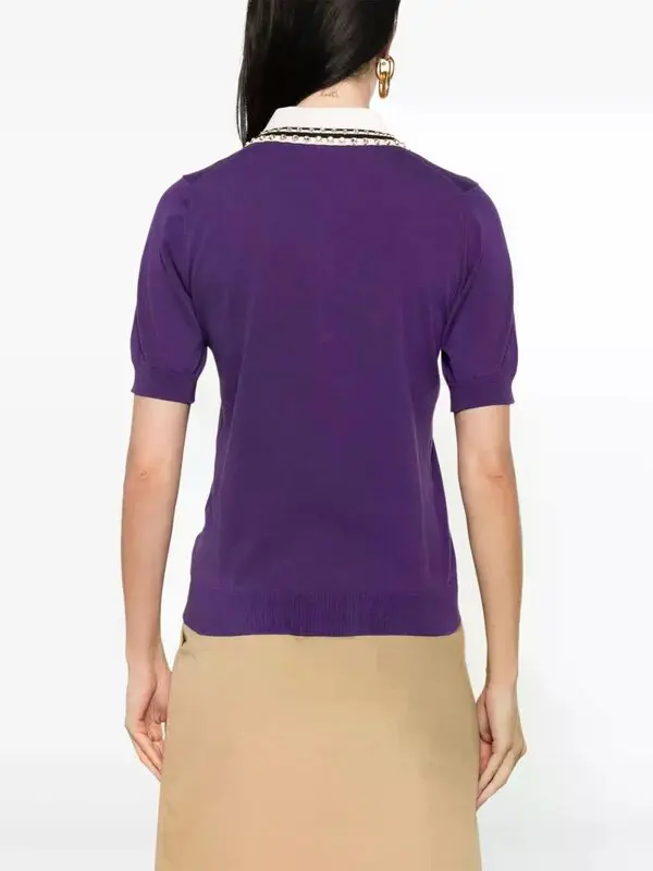 N°21 Crystal-embellished Polo Top - Purple