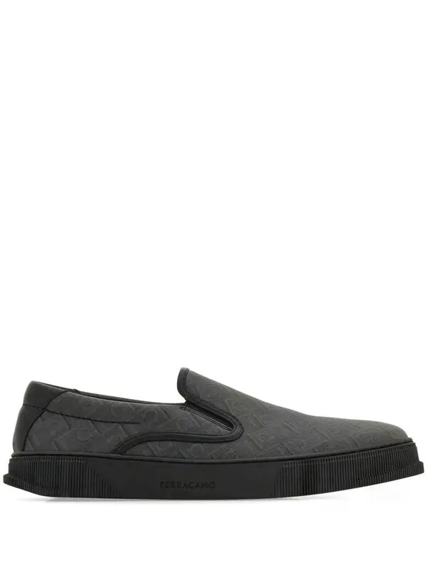 FERRAGAMO Gancini-jacquard Sneakers - Black