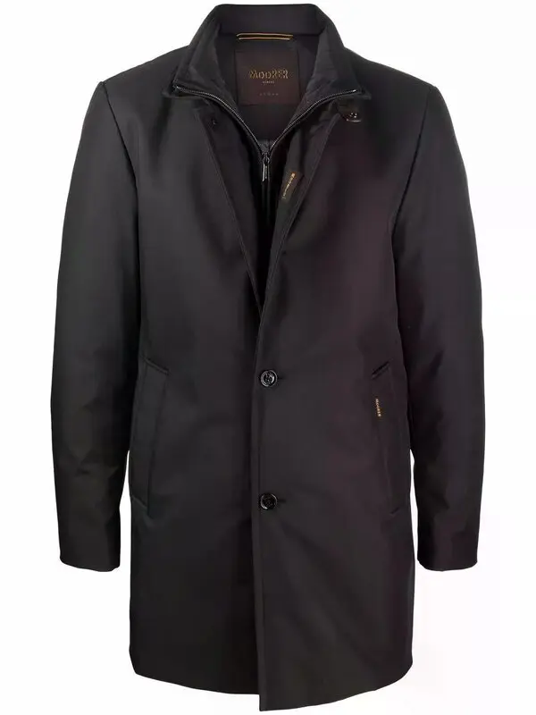 MOORER Single-breasted Feather-down Quilted Coat - Black
