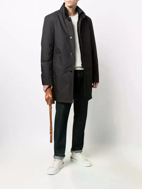 MOORER Single-breasted Feather-down Quilted Coat - Black