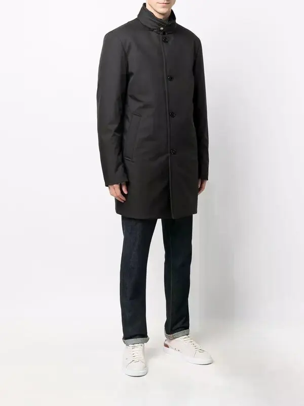 MOORER Single-breasted Feather-down Quilted Coat - Black