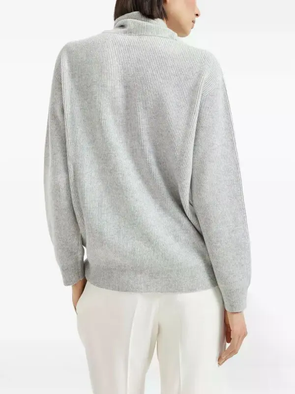 Brunello Cucinelli Roll-neck Fine Knit Sweater - Grey