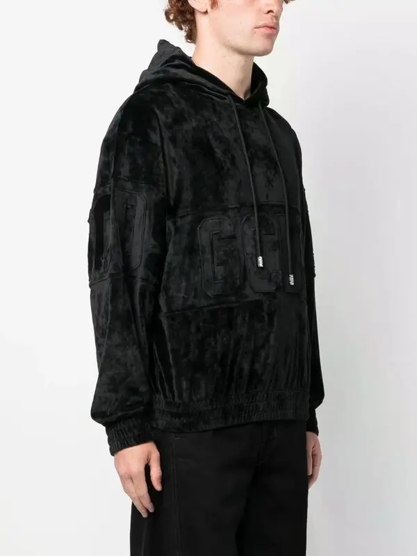 Gcds Logo-patch Velvet Hoodie