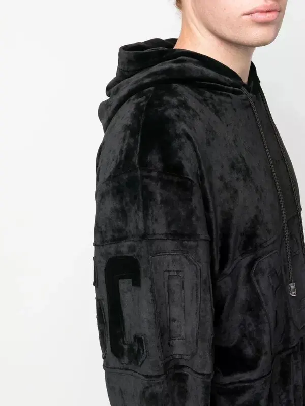 Gcds Logo-patch Velvet Hoodie